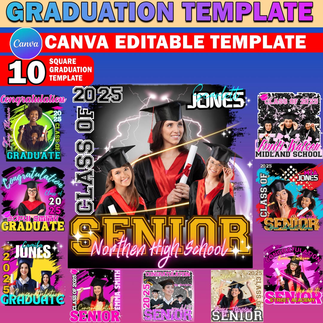Canva Graduation T-shirt Design Bundle, Editable Canva Template, Grad ...