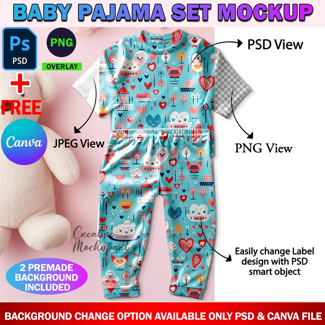 Pajama Mockup, Kids Half Sleeve Pajama Set Mockup | Toddler's Pajama ...