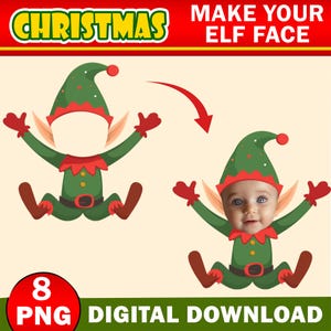 Christmas Add Your Own Photo Face, DIY Elf Yourself PNG Bundle, Elf ...