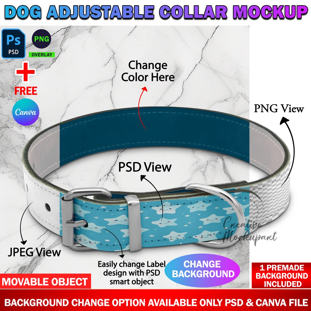Dye Sublimation Adjustable Dog Collar Mockup, Pet Accessories Mockup ...