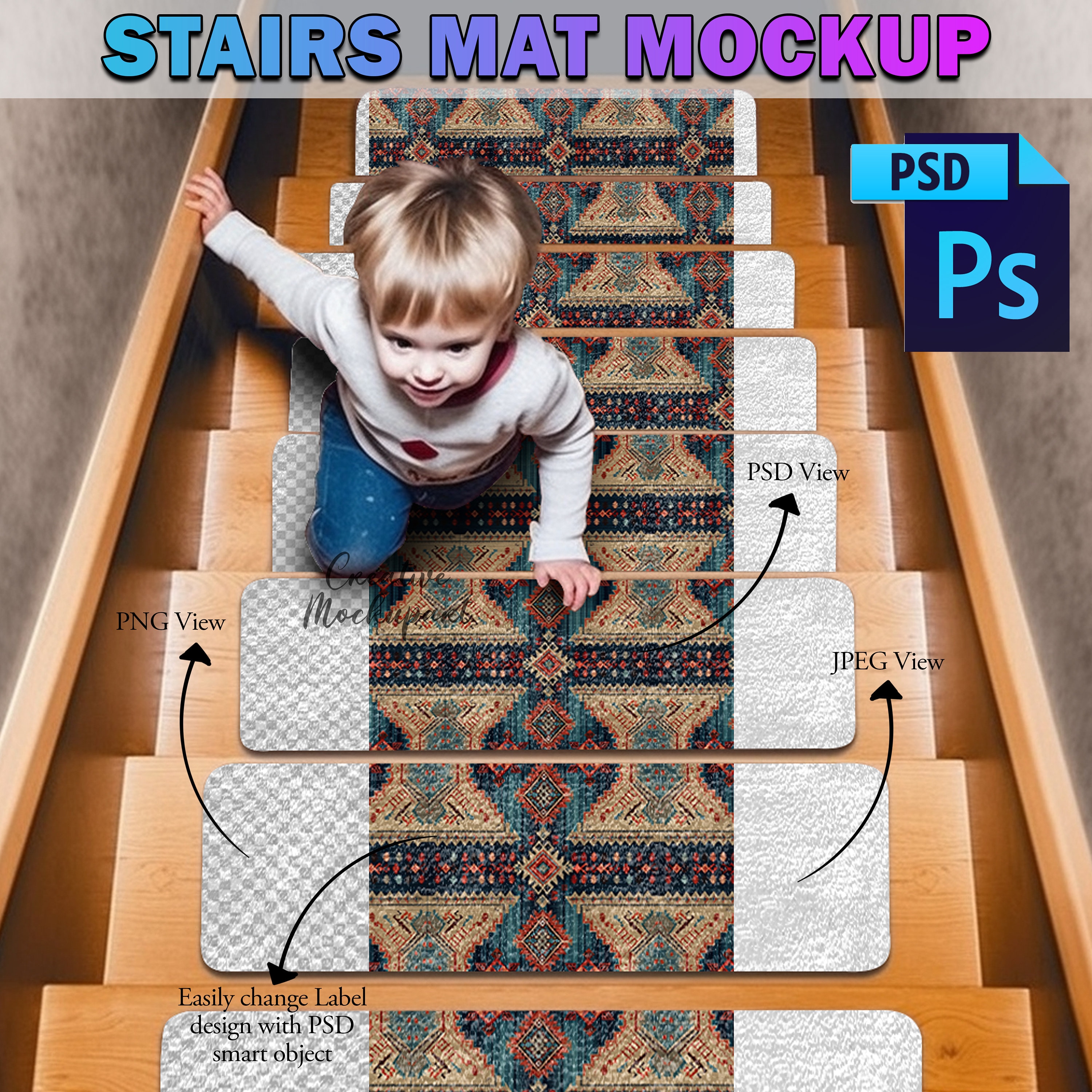 Stairs Carpet Mockup Stairs Treads Rug Mockup Stair Step - Etsy