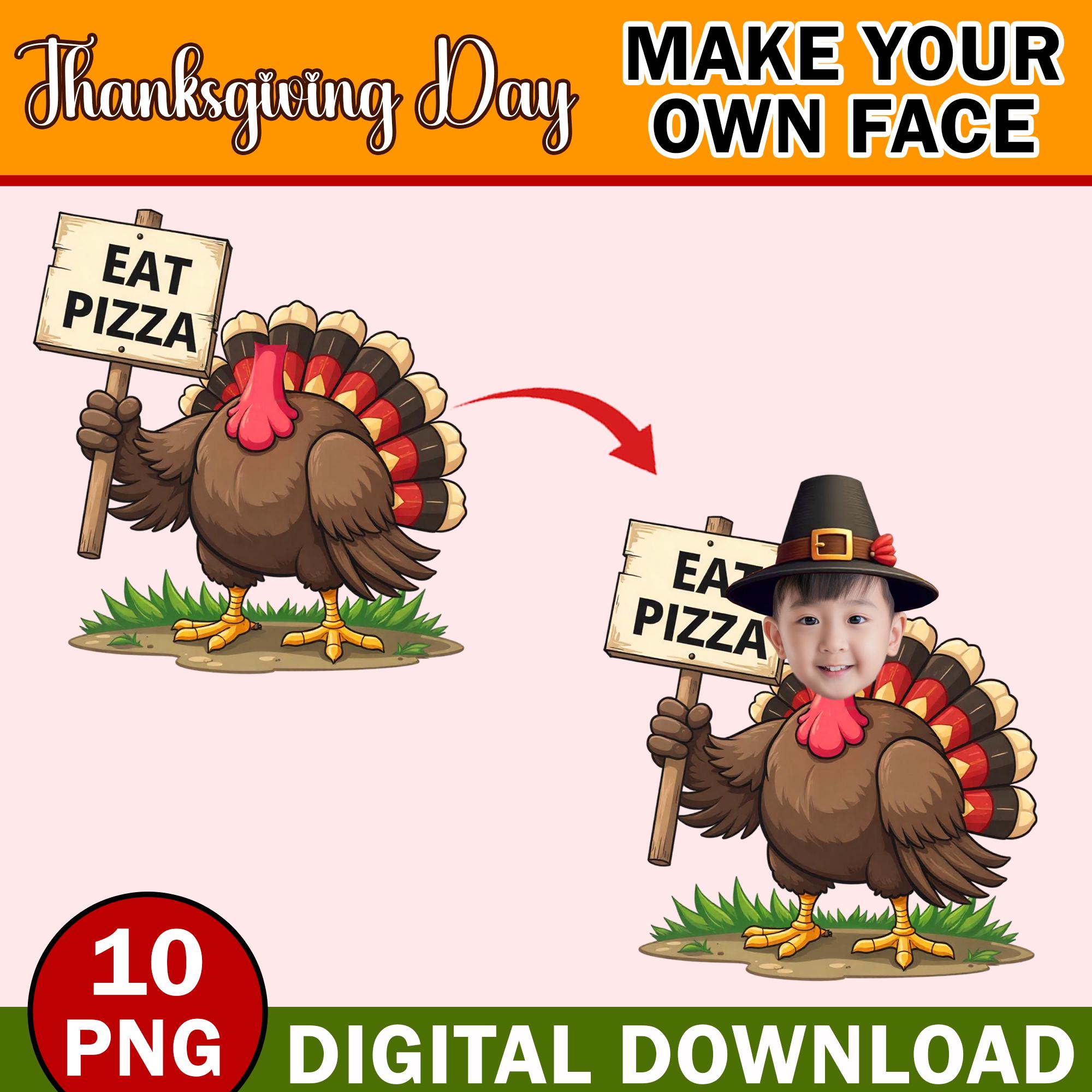 10x Thanksgiving Add Your Own Face, DIY Turkey Yourself PNG Bundle ...