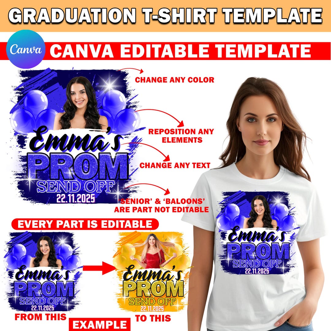 2024 Prom Send off T Shirt Design, Editable Canva, Prom T Shirt Design ...