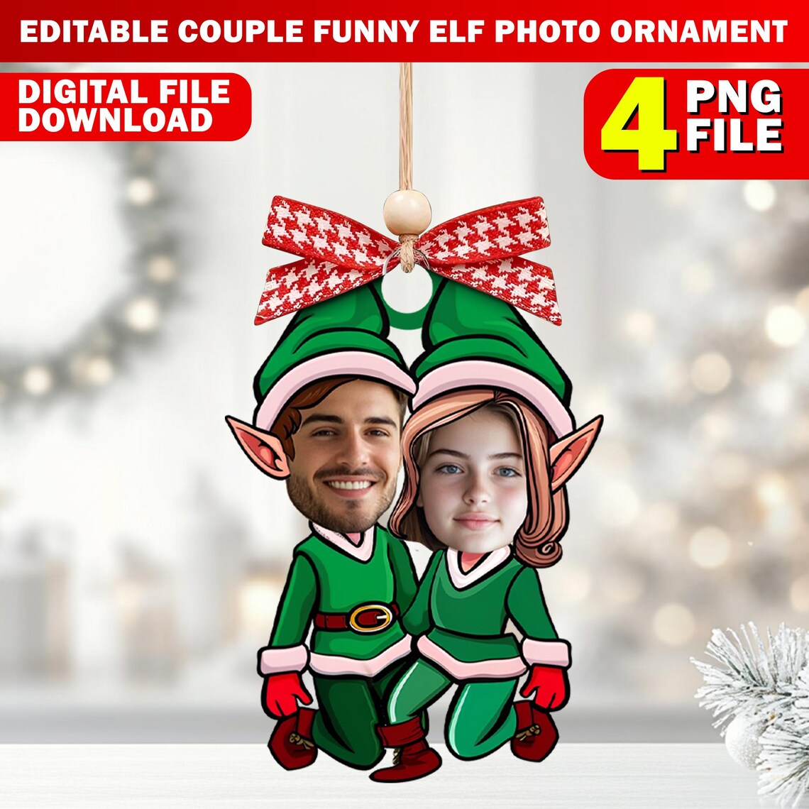 Christmas Add Your Own Personalized Couple Funny Elf Photo Ornament ...