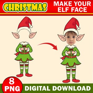 Christmas Add Your Own Photo Face, DIY Elf Yourself PNG Bundle, Elf ...
