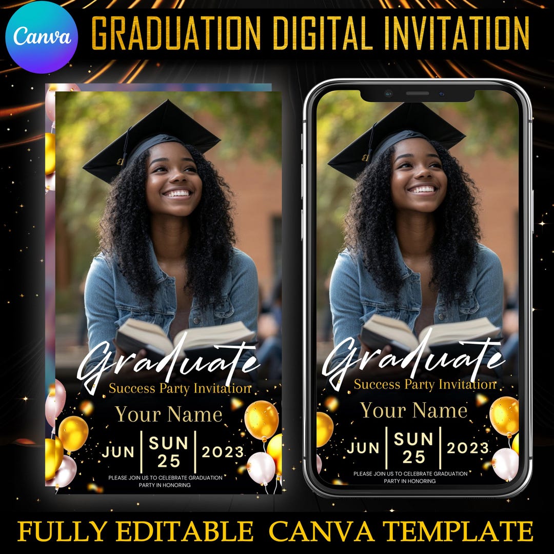 Editable Graduation Digital Invitation Card, Graduation Party E ...