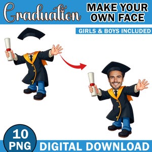 DIY Graduate Yourself PNG, Graduation Add Your Own Photo Face, Grad ...