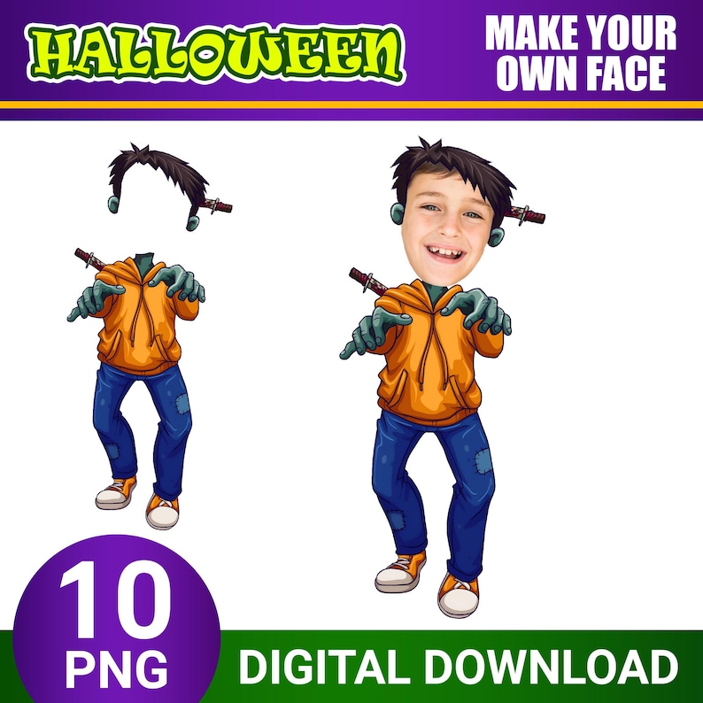 10x Halloween Add Your Own Photo Picture PNG Bundle, Vampire, Witch ...