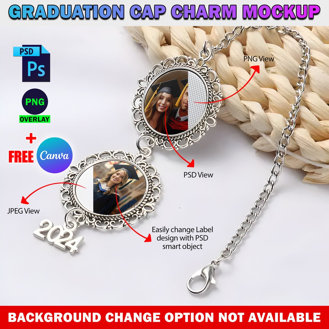 Dye Sublimation Oval Shape Graduation Cap Charm Mockup, Graduation ...