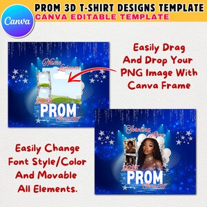 Prom 3D Shirt Design, Blue & Silver T-shirt Design Template, 32x27 Inch ...