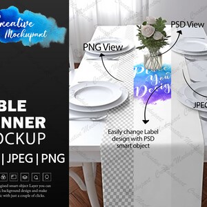 Table Runner Mockup| Dye Sublimation Linen Table Runner on Table Setup ...