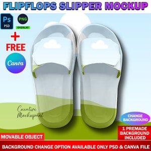 Dye Sublimation Flipflops Slipper Mockup, Slider Sandals Mockup, Insert ...