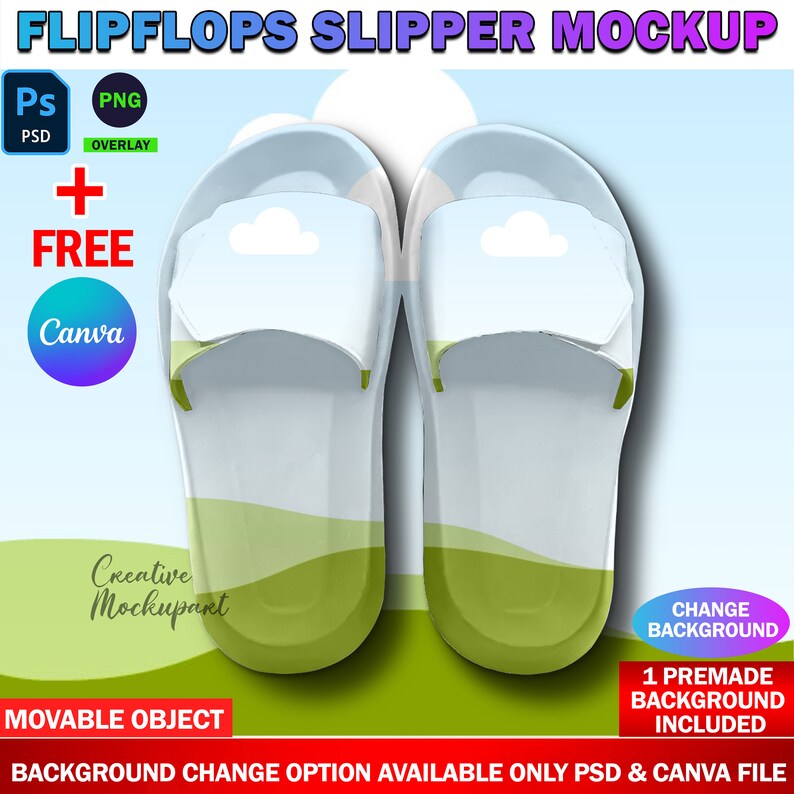 Dye Sublimation Flipflops Slipper Mockup, Slider Sandals Mockup, Insert ...