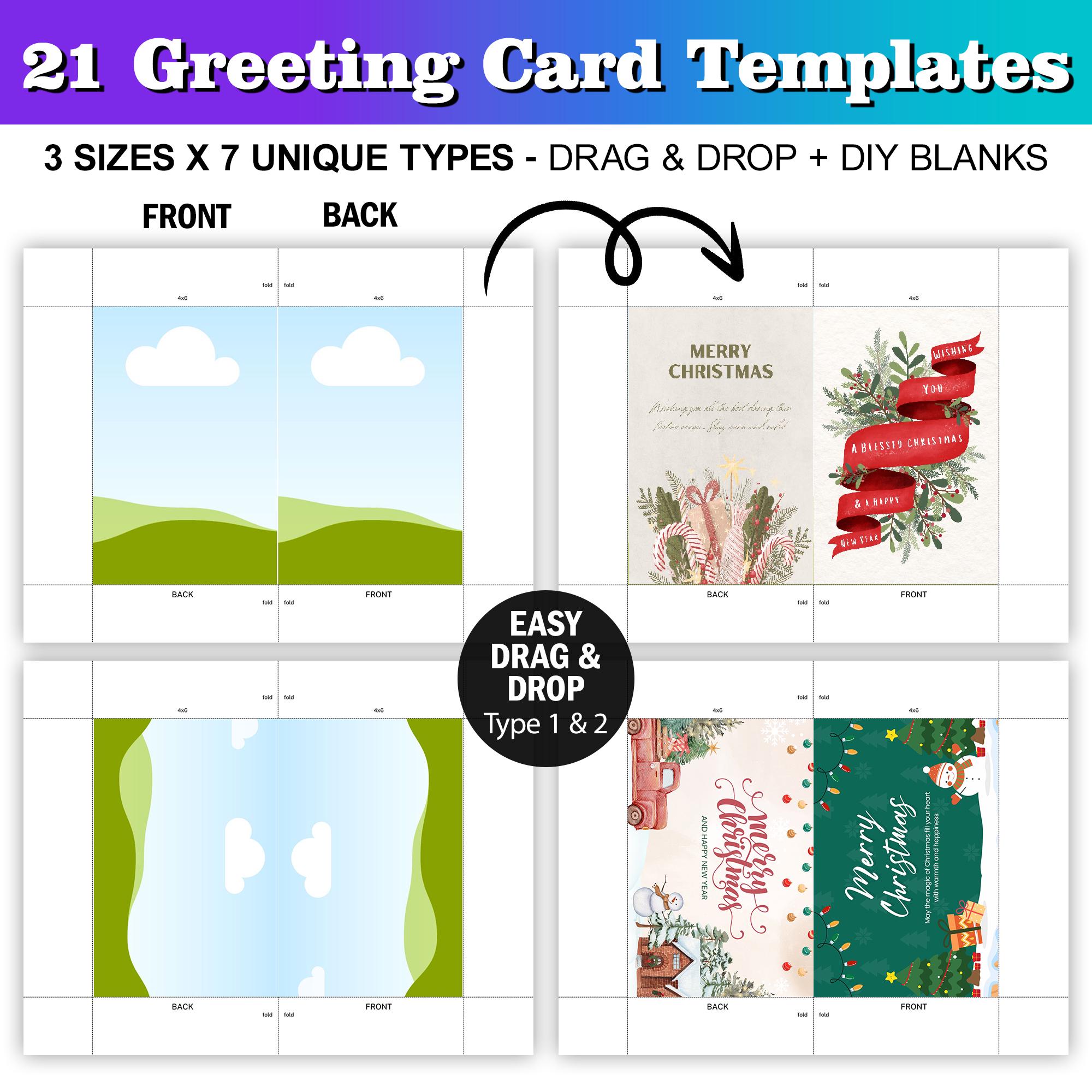 Canva Editable Blank Greeting Card Templates, Easy Drag and Drop Card ...