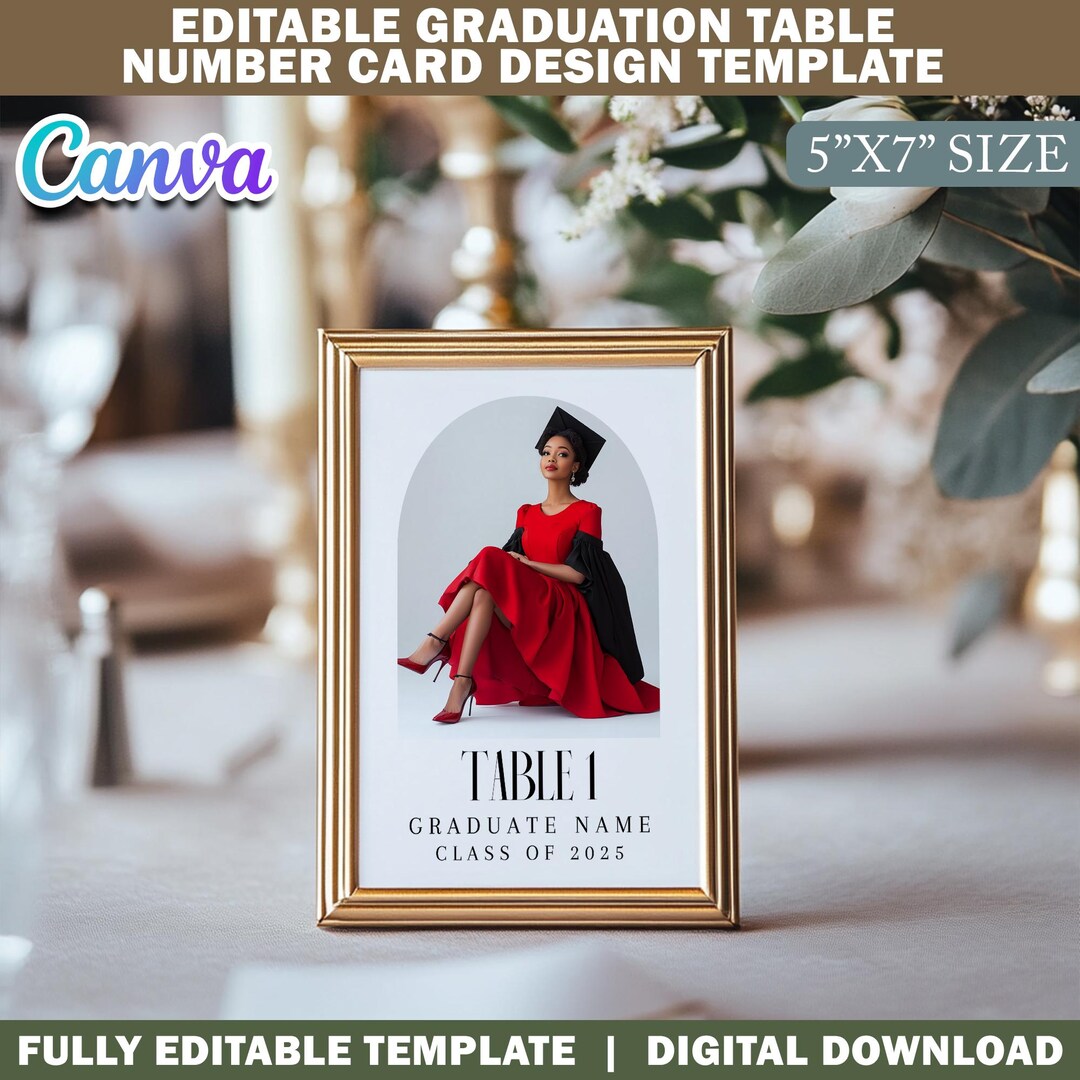 Modern Graduation Table Number Card Design Template, Printable Grad ...