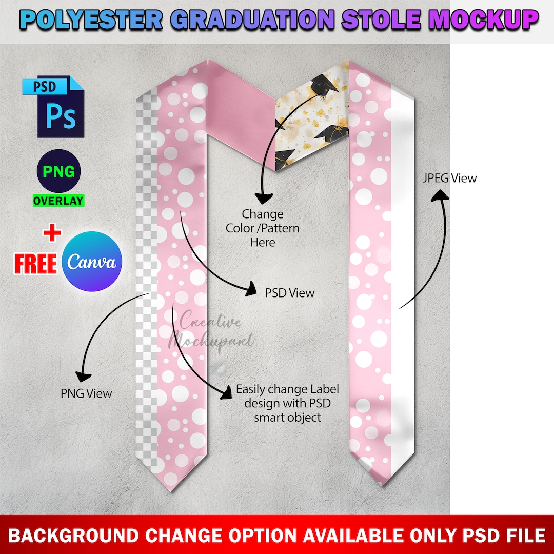 Dye Sublimation Graduation Stole Mockup, Insert Design, Change ...