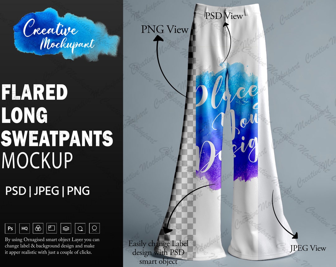 Flared Sweatpants Mockup | Street Wear Oversize Flared Joggers Mockup ...