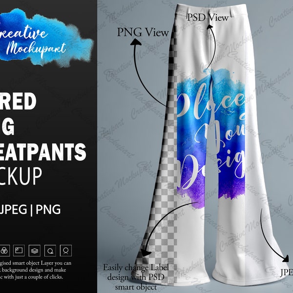 Flared Sweatpants Mockup - Etsy