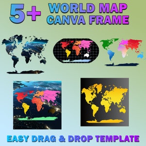 Make Your Own World Map Design on Canva, Easy Drag and Drop Editable ...