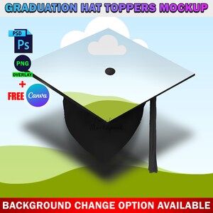 Dye Sublimation Graduation Hat Topper Mockup, Photo Frame Grad Cap ...