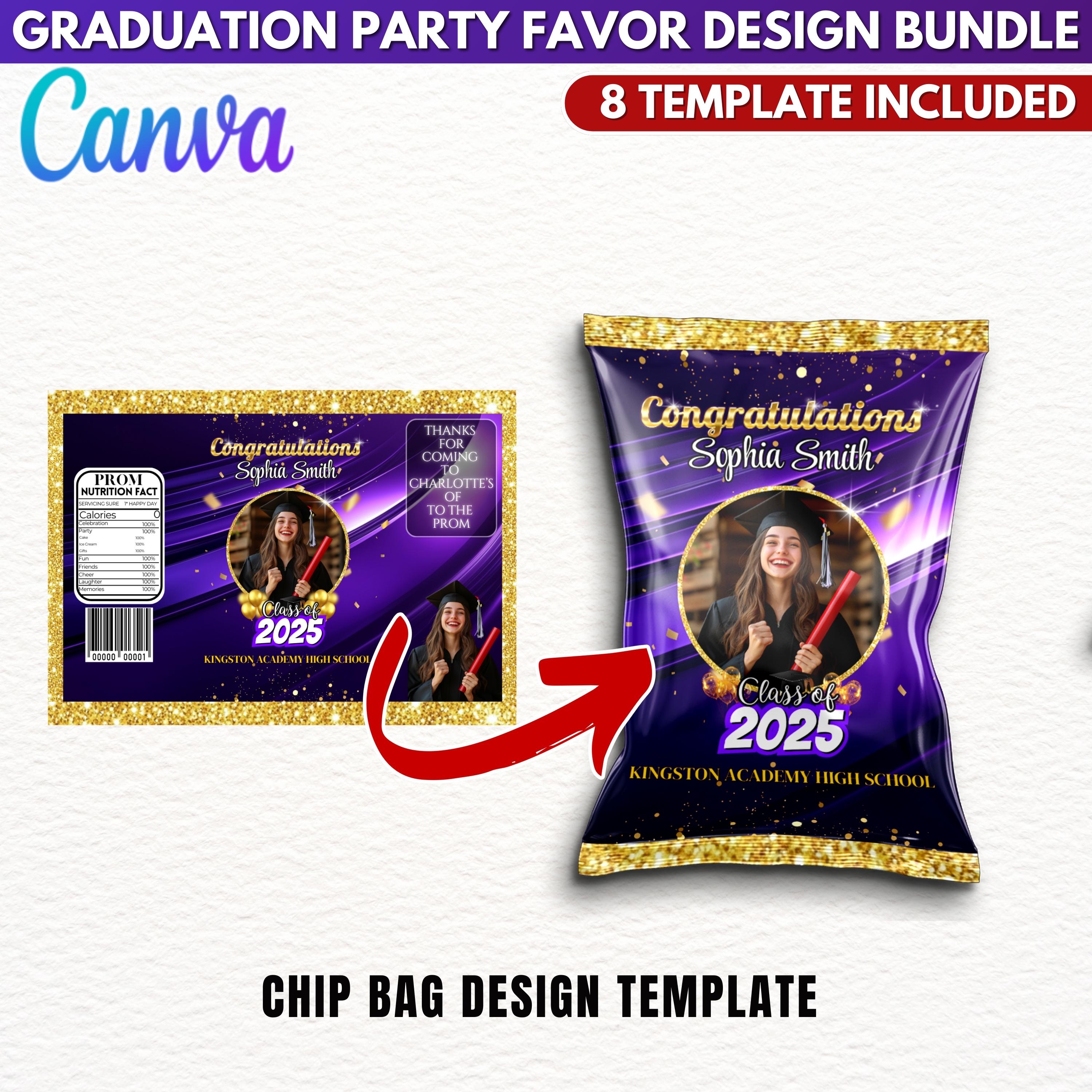 8X Graduation Party Favor Template Bundle, Violet Canva Editable ...