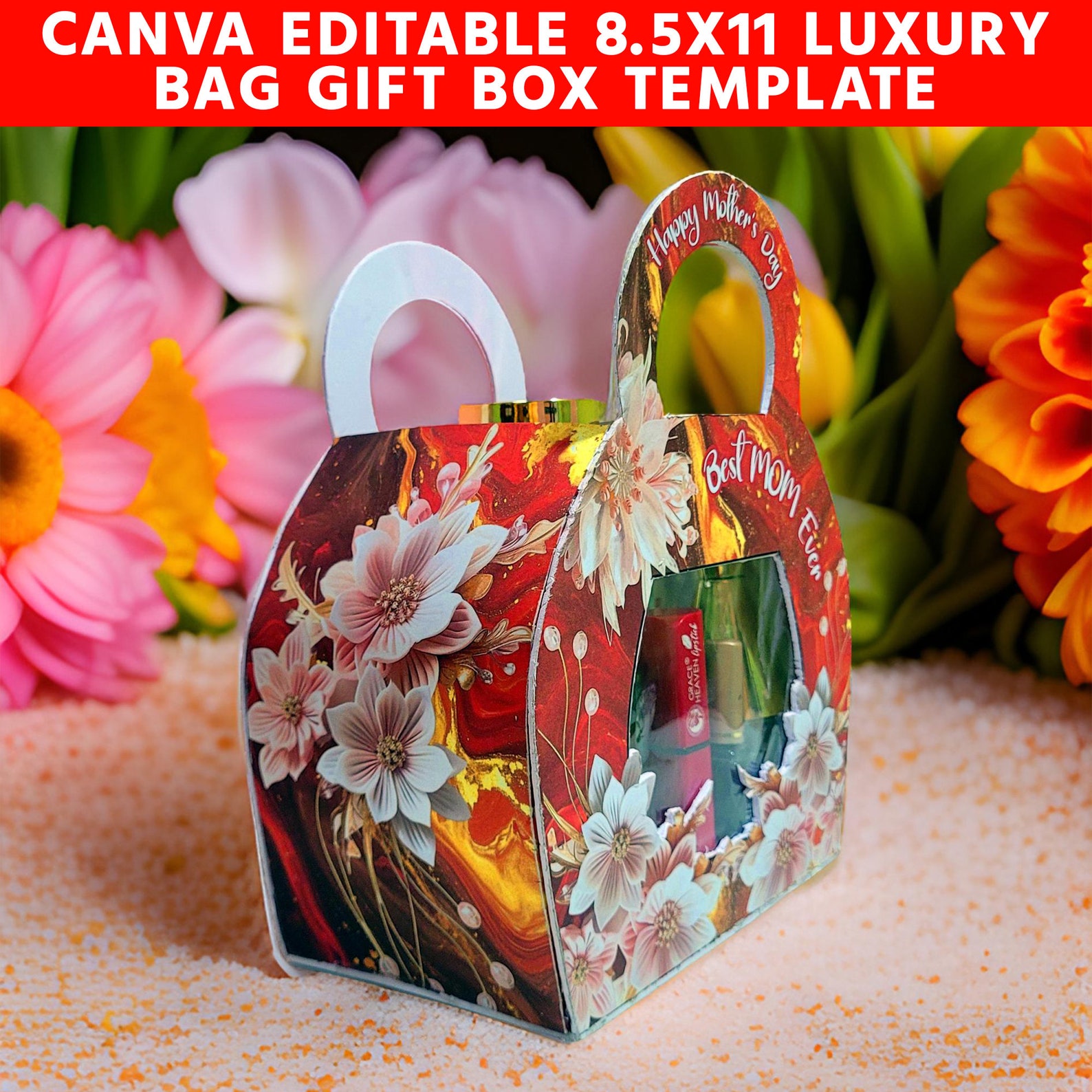 Canva Editable New 8.5x11 Bag Gift Box Design Template, DIY Custom Gift ...