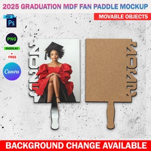 Dye Sublimation 2025 Graduation MDF Fan Mockup, Grad Paddle Mockup ...