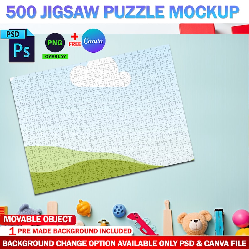 Dye Sublimation 500 Piece Puzzle Mockup, Jigsaw Puzzle Template, Insert ...