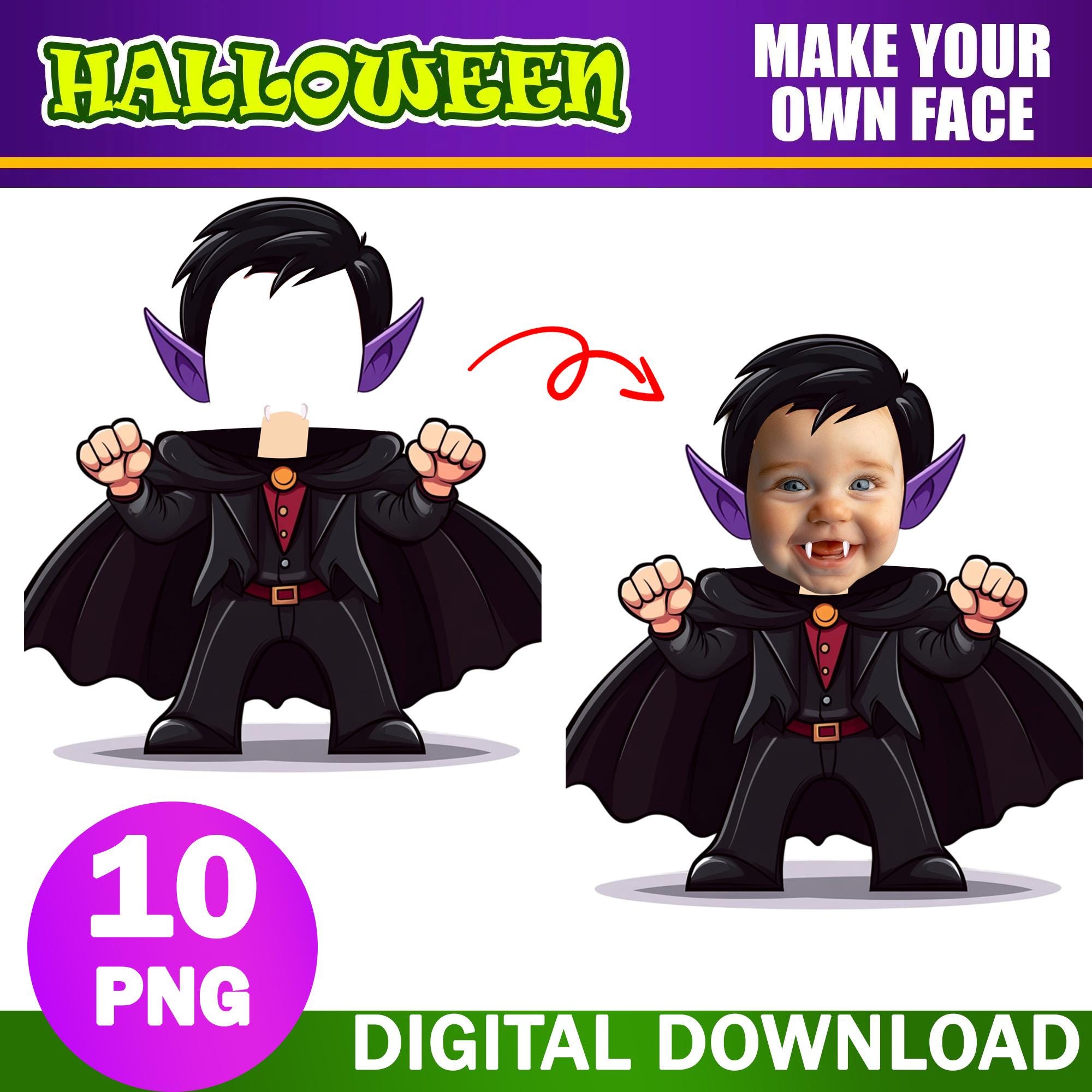 10x Halloween Add Your Own Witch & Vampire Photo Picture PNG Bundle ...