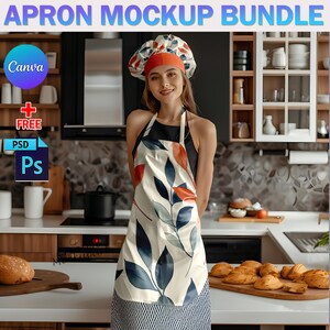 45X Apron Mockup Bundle, AOP & With Pocket Apron Canva Mockup, Kitchen, Woman, Man, Black ...