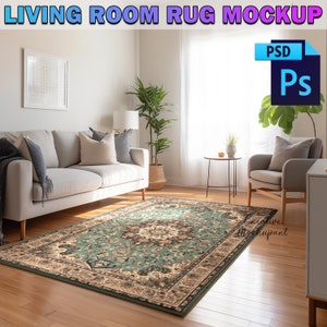 5 Living Room Rug Mockup Bundle | Area Rug Mockup | Room Carpet Mockup ...