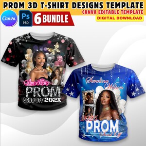 6x Viral Prom 3D Shirt Design Bundle, Prom T-shirt Design Canva, PSD ...