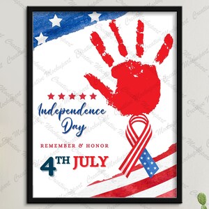 DIY 4th of July Handprint Craft Bundle, Printable Keepsake Independence ...