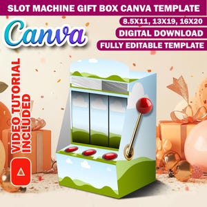 Slot Machine Gift Box Canva Template, Foam Board Trendy Gift Box ...