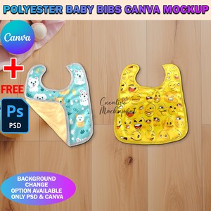 Canva Frame Baby Bib Mockup, Flat Lay Baby Neck Bib Mock Up, Easy Drag & Drop Bib Canva Template ...