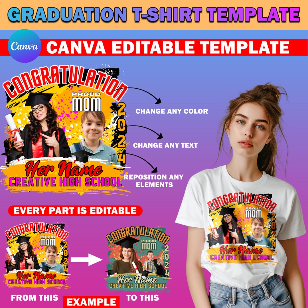 Graduation T Shirt Editable Template, Shirt Design PNG for Shirts ...