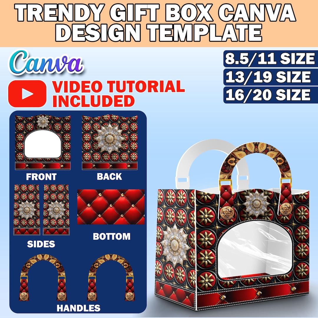 Trendy Fashion Gift Bag Box Template, DIY Designer Purse Handbag Gift ...