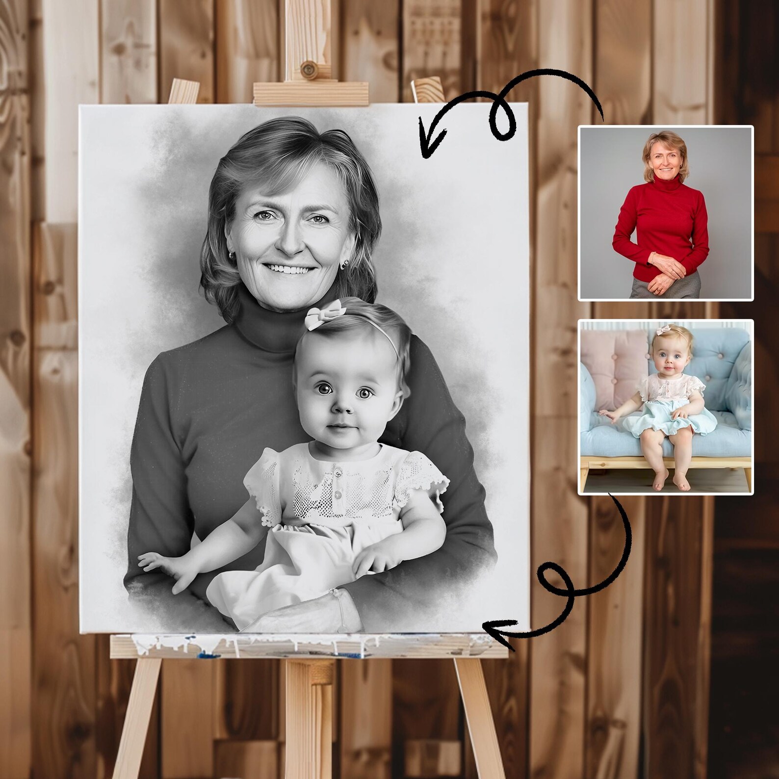 Custom Memorial Portrait, Add a Loved One to Your Photo, Memorial ...