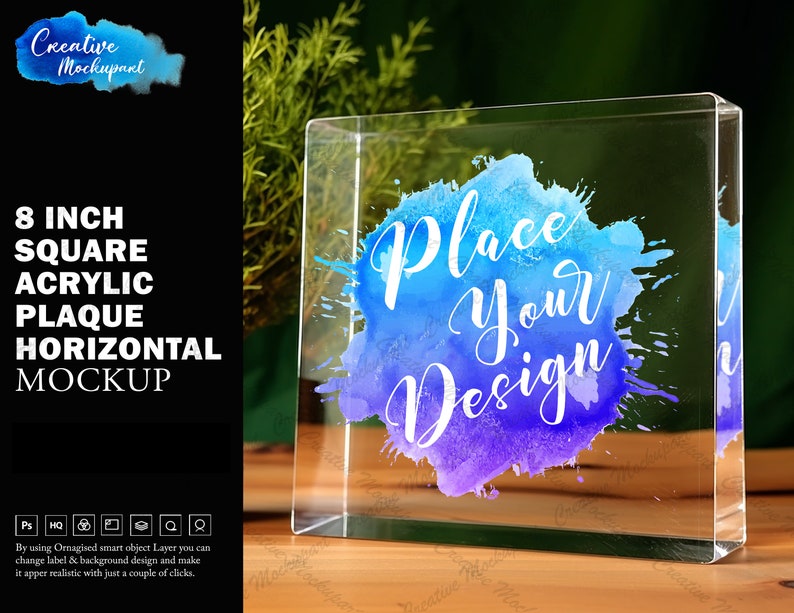 Canva Frame 8" Square Acrylic Plaque Mockup for Dye Sublimation/vinyl ...
