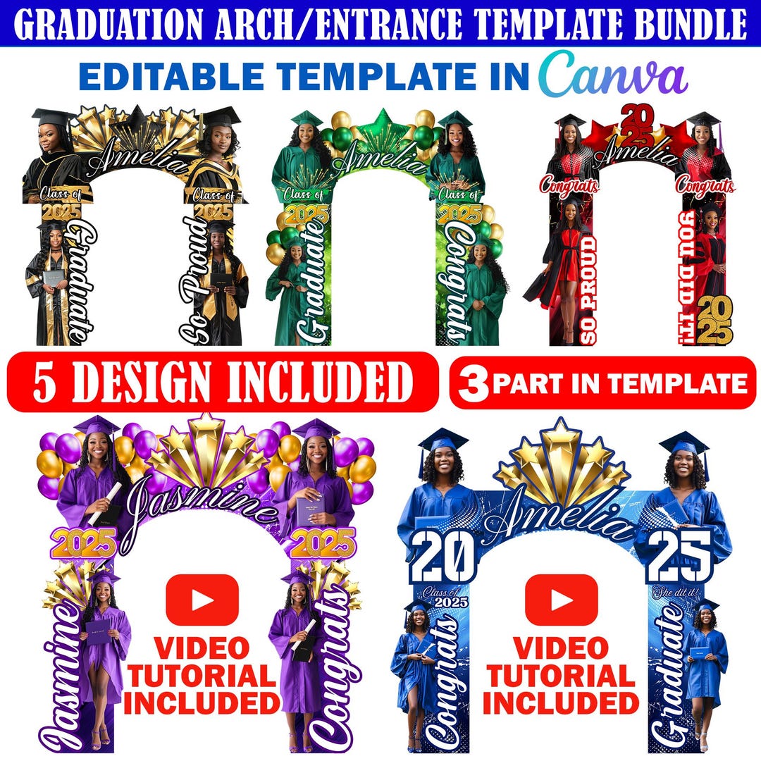 Graduation Entrance Arch Design Canva Template Bundle, Graduation Arch ...