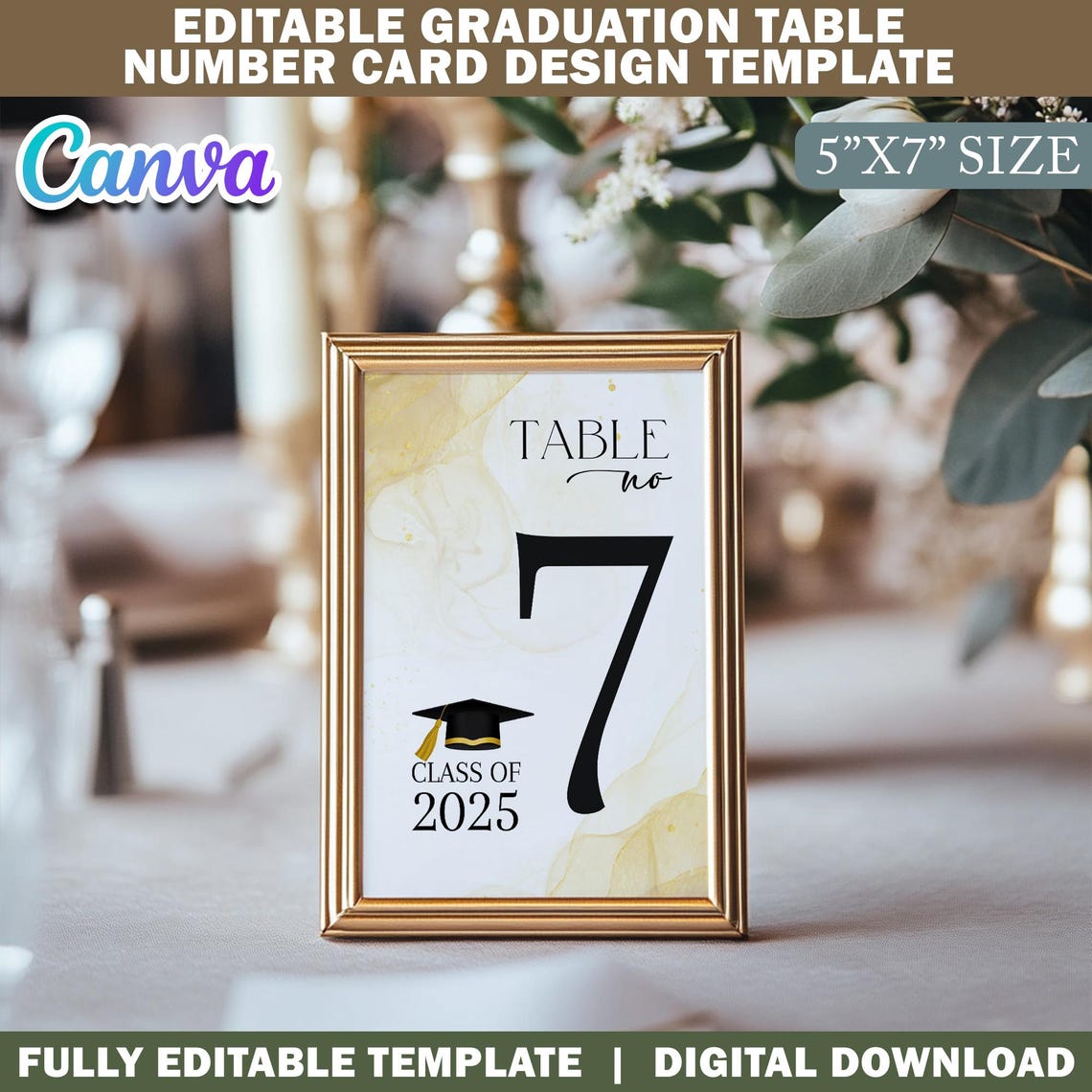 Printable Graduation Table Number Card Design Template, Simple Grad ...