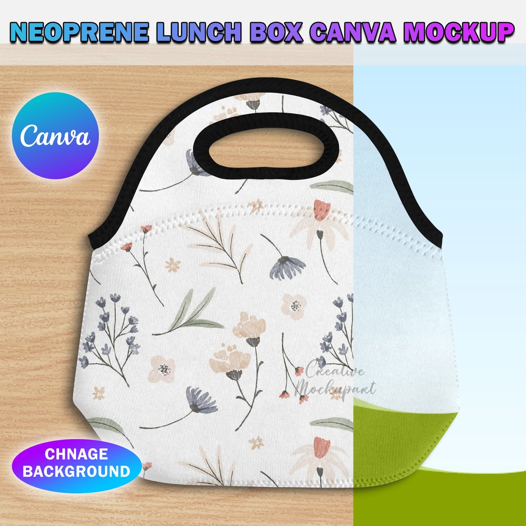 Canva Neoprene Handle Lunch Box Mockup, DYE Sublimation Bento Bag ...