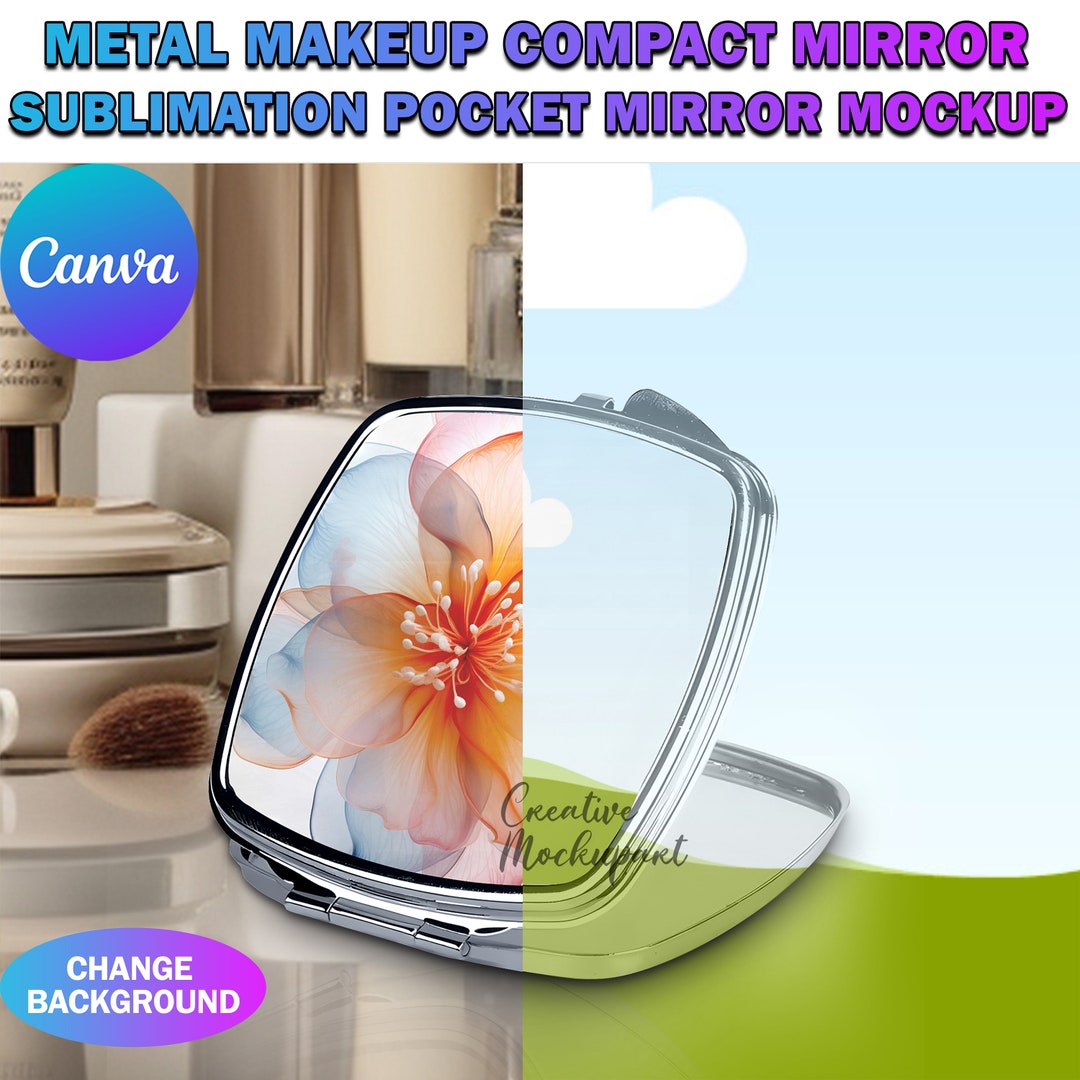 Canva Metal Compact Mirror Mockup for Dye Sublimation Pocket - Etsy
