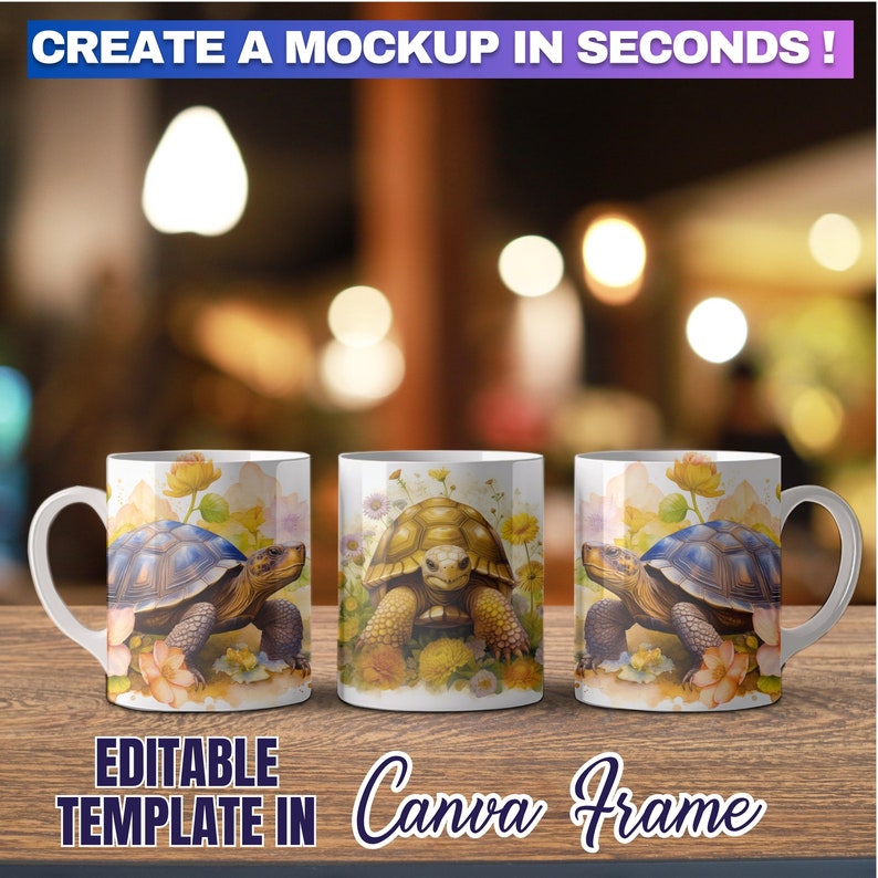 Canva Frame 11oz Mug Full Wrap Mockup | 11oz Coffee Mug Mockup | 3 Mug ...