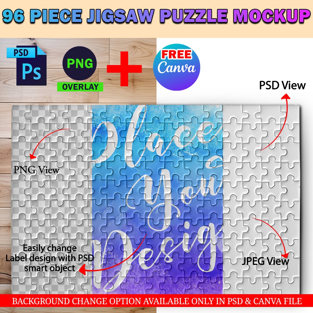 Dye Sublimation 96 Piece Puzzle Mockup, Jigsaw Puzzle Template, Insert ...