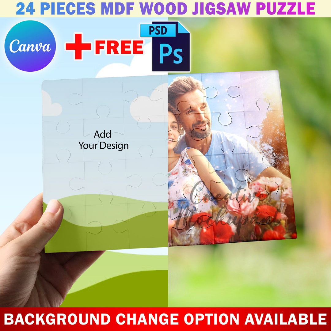 Canva 24 Pieces Hand Holding Wood MDF Puzzle Mockup, Jigsaw Puzzle ...