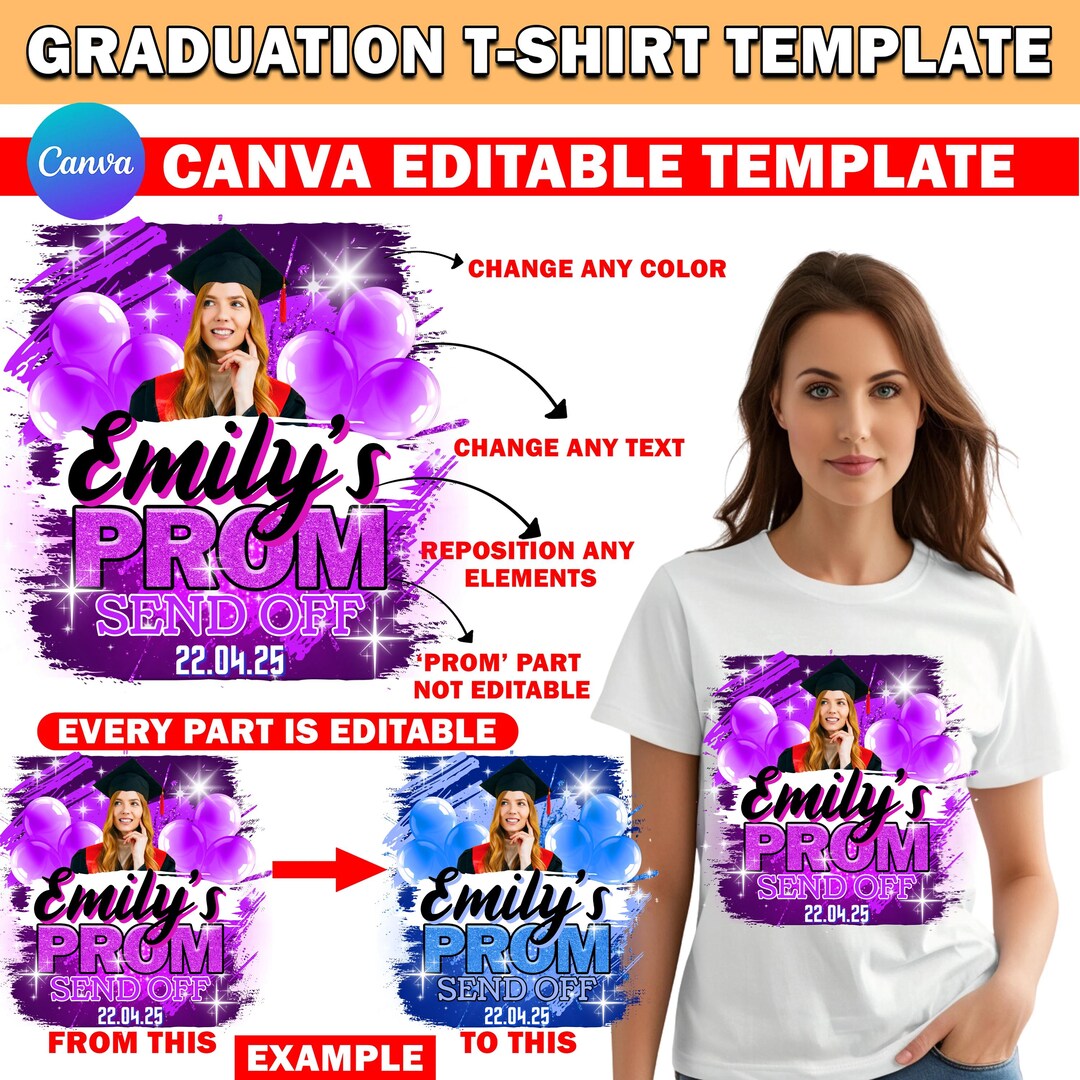 Prom Send off T Shirt Design, Editable Canva, 2024 Prom T Shirt Design ...
