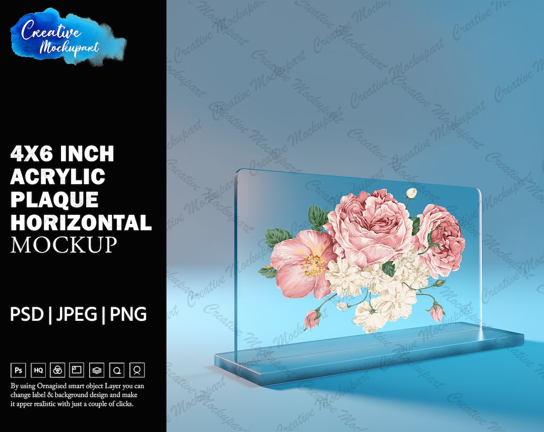 4x6 Inch Acrylic Plaque Horizontal Mockup for Dye Sublimation or Vinyl ...
