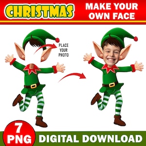 Christmas Add Your Own Photo Face, DIY Elf Yourself PNG Bundle, Elf ...