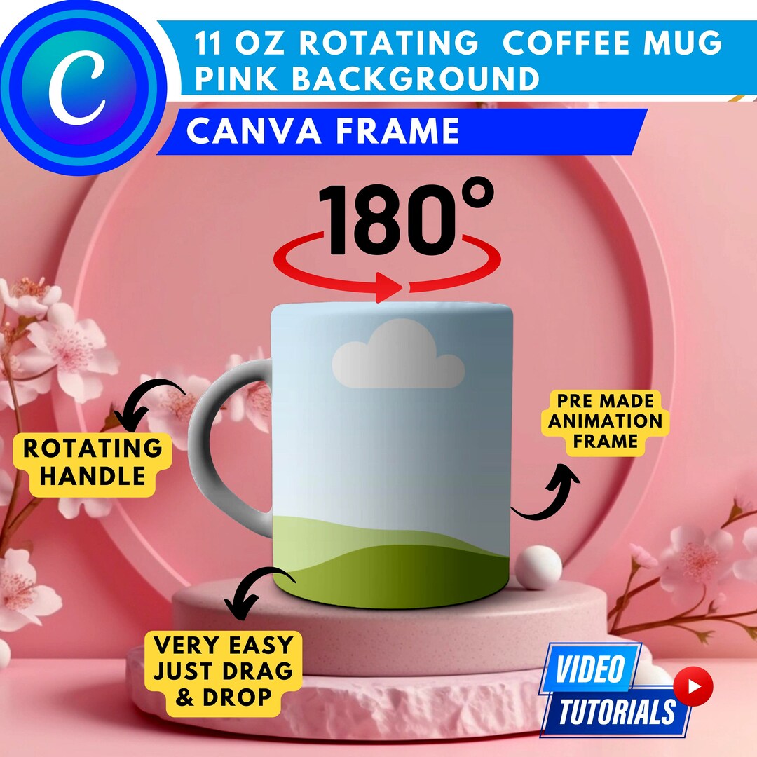 Canva 11oz Spinning Mug Mockup, Rotating Coffee Mug Mockup Canva Frame ...